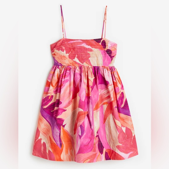 H&M | Dresses | Nwt Hm Watercolor Printed Babydoll Mini Dress | Poshmark